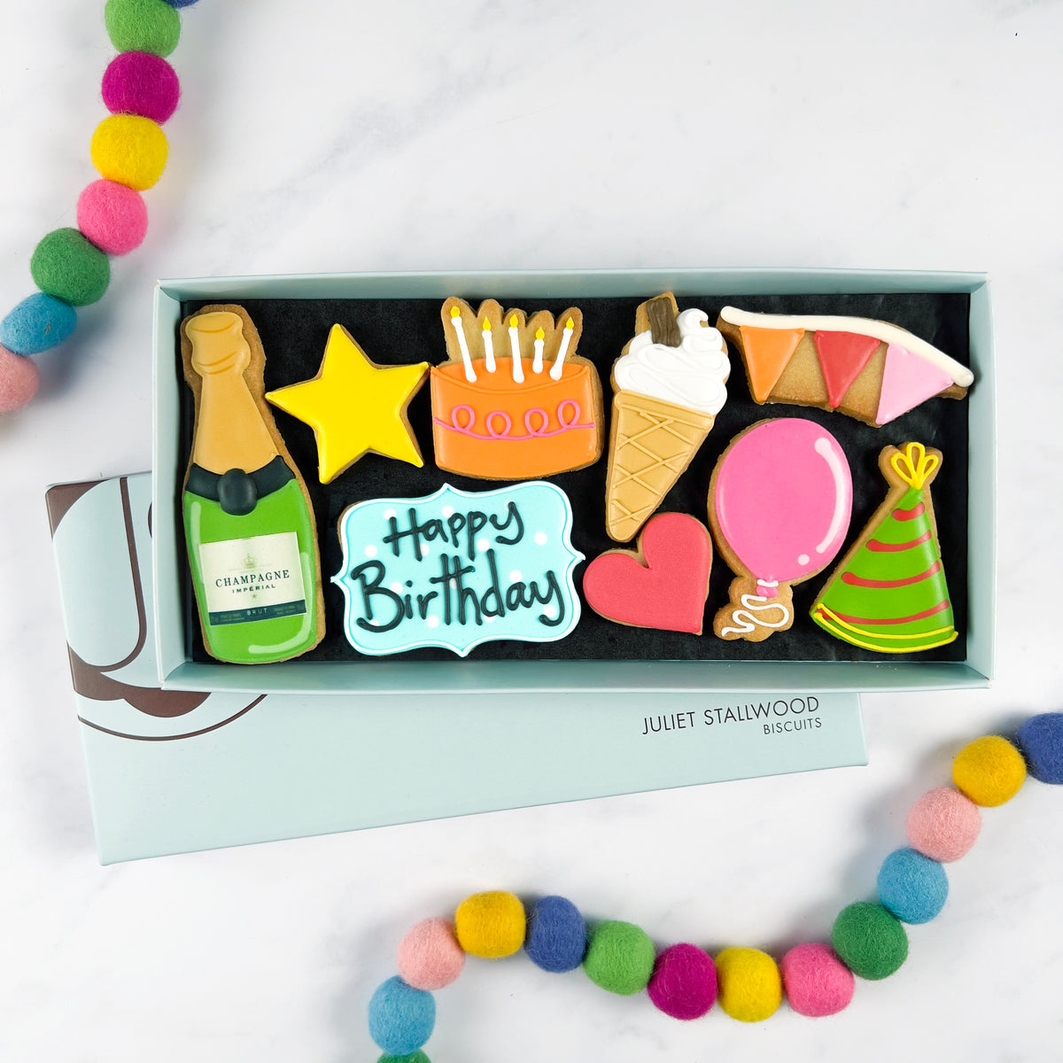 Birthday Deluxe Biscuit Box – Juliet Stallwood Cakes & Biscuits