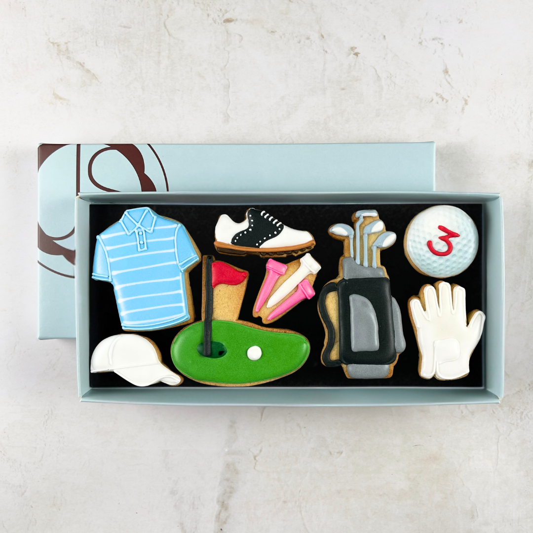 Golf Deluxe Biscuit Box – Juliet Stallwood Cakes & Biscuits
