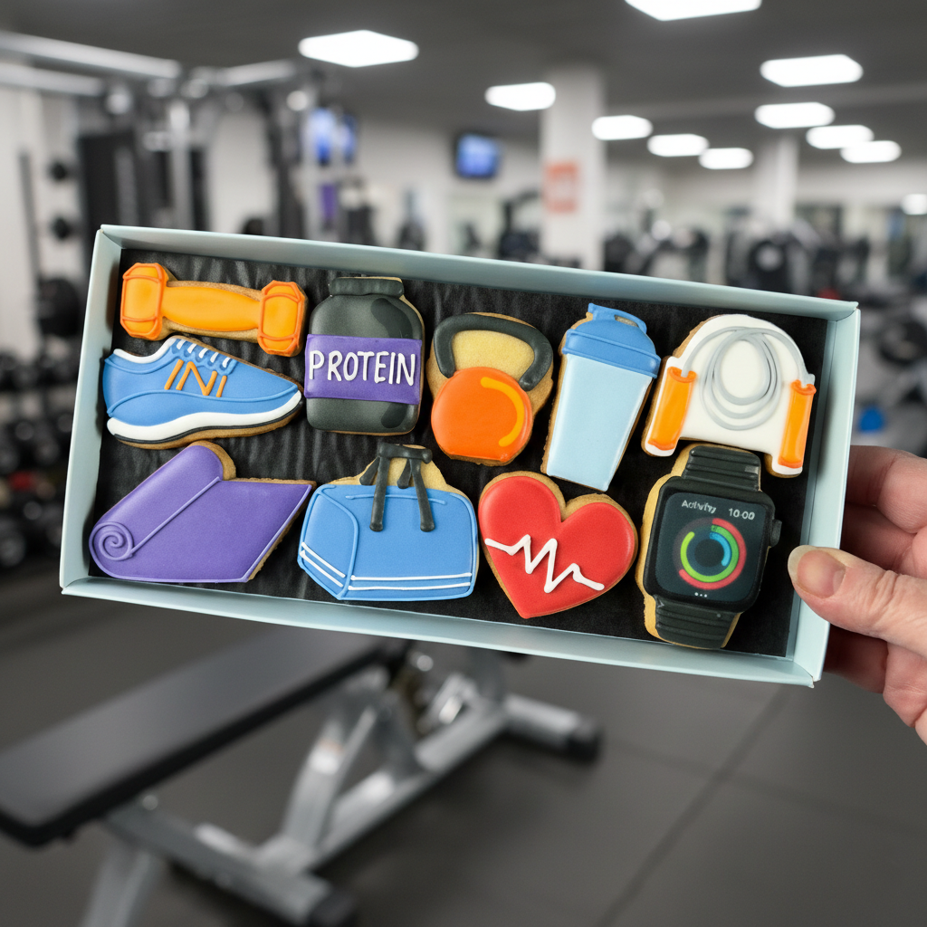 At the Gym Deluxe Biscuit Box – Juliet Stallwood Cakes & Biscuits