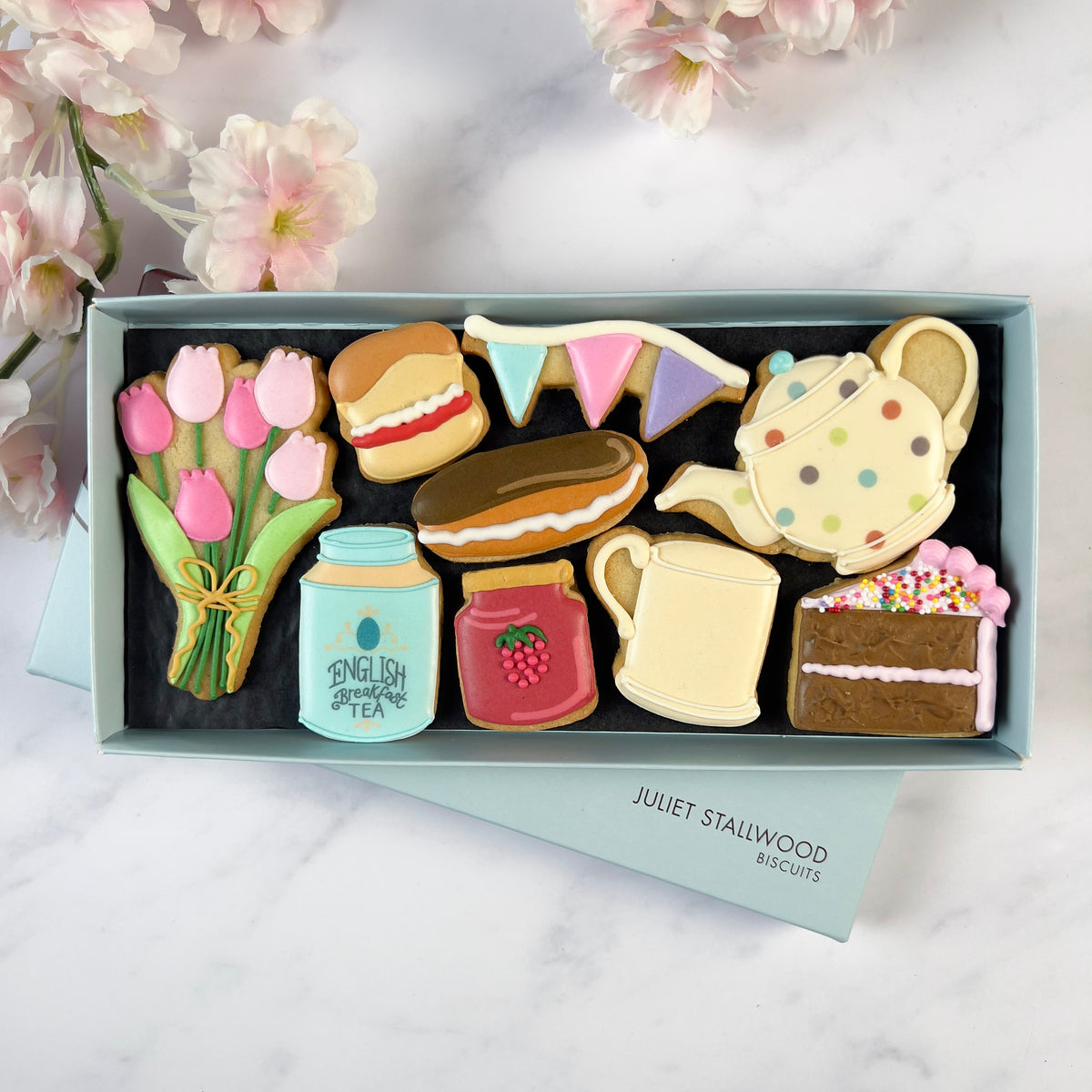 Afternoon Tea Deluxe Biscuit Box – Juliet Stallwood Cakes & Biscuits