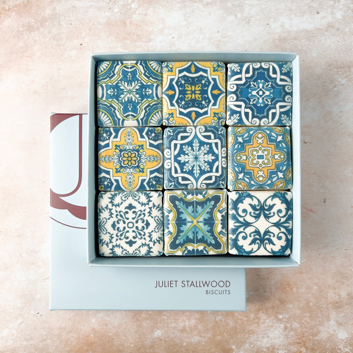 Portuguese Tile Biscuit Box – Juliet Stallwood Cakes & Biscuits